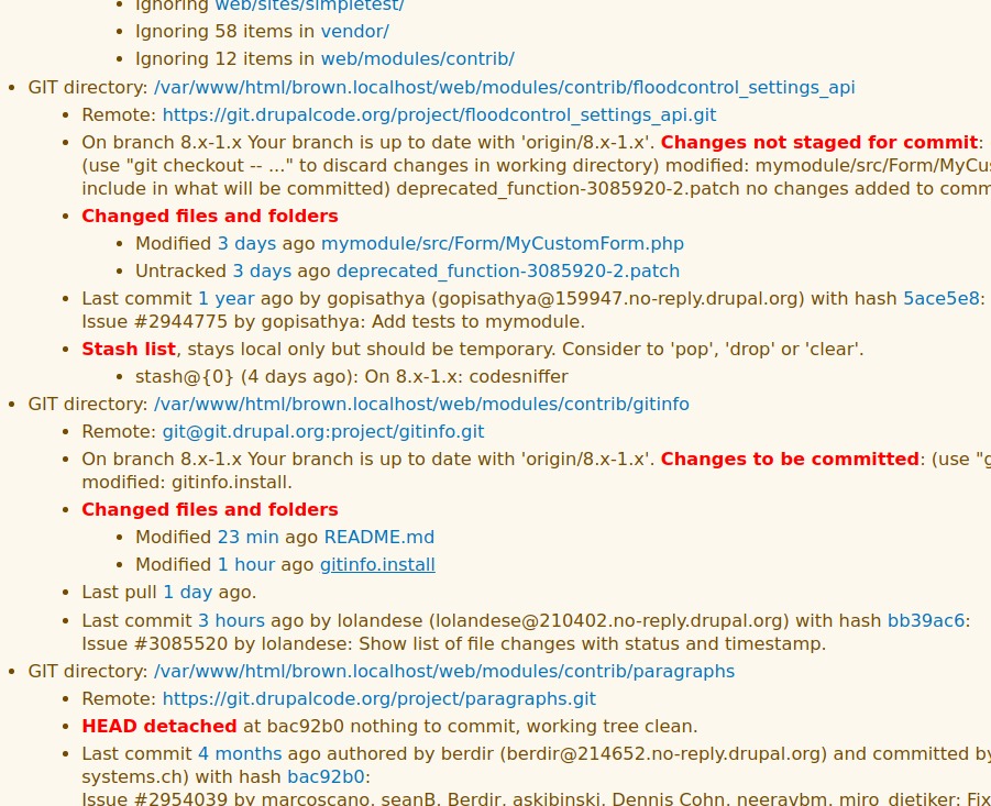 Git Info Report | Drupal.org